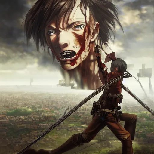 attack on titan concept art, detailed oil painting, | Stable Diffusion ...