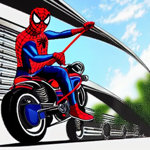 spider-man riding motorcycle wearing shoei helmet | Stable Diffusion ...