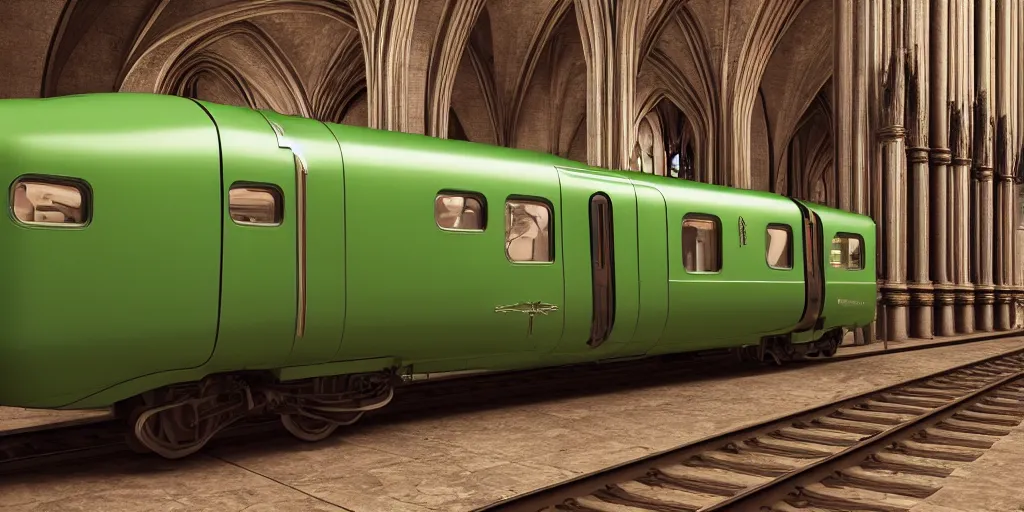 streamline retro train in gothic cathedral style, cone | Stable Diffusion