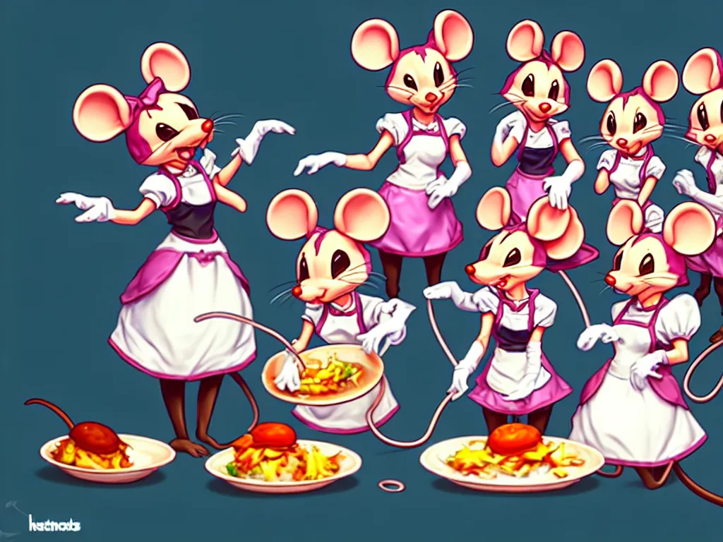 a team of cute anthropomorphic mouse girl maids | Stable Diffusion ...
