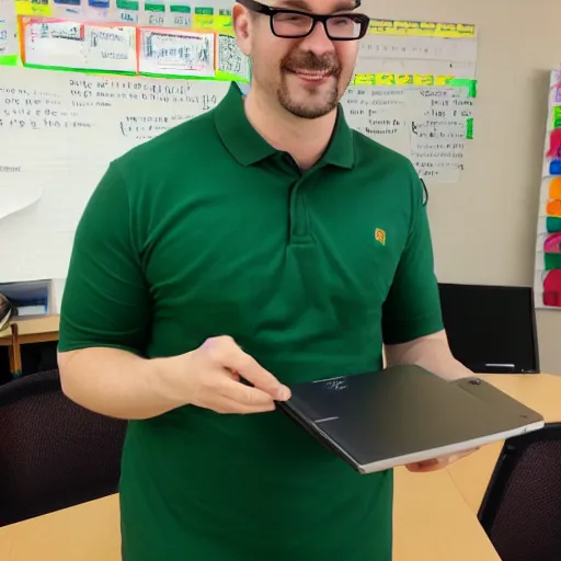 buff math teacher wearing glasses and a green polo | Stable Diffusion ...