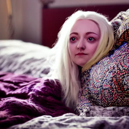 Luna Lovegood lying on a pillow in bed, photo realistic | Stable ...