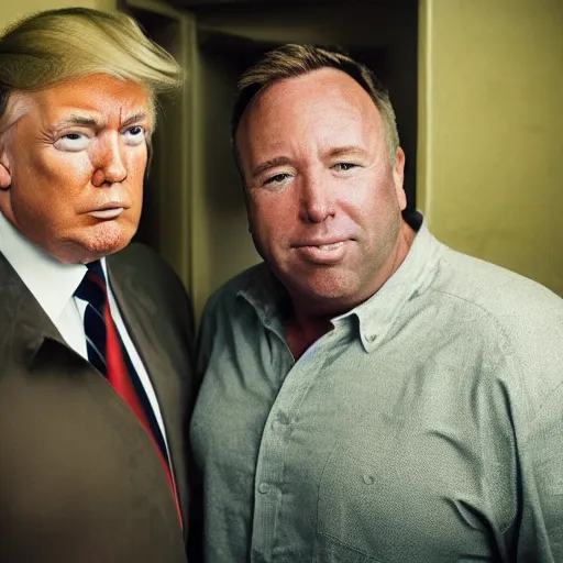 closeup portrait of donald trump and alex jones | Stable Diffusion ...