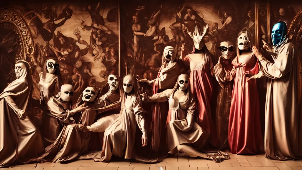 vintage old group photo of alien mystic club wearing | Stable Diffusion ...