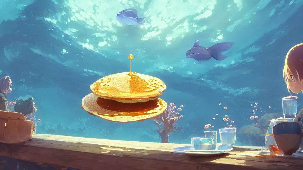 digital underwater art of a happy flat pancake fish | Stable Diffusion ...