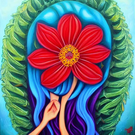 macabre oil painting of a red flower by jeremiah ketner | Stable ...