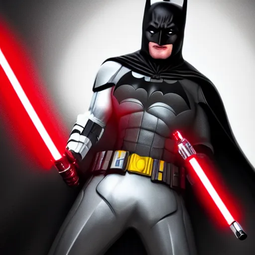 Batman holding a red lightsaber, hyperdetailed, | Stable Diffusion ...
