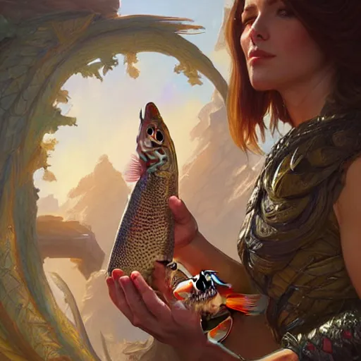 GuntherT eating a live trout, fantasy, intricate, | Stable Diffusion