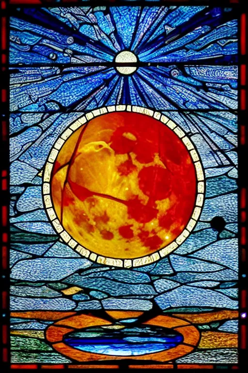 lunar eclipse in the style of a stained glass window, | Stable ...