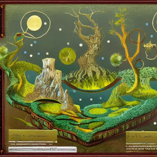 bold ornate fantasy ecosystem infographics in the | Stable Diffusion