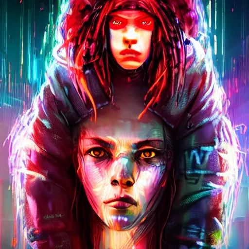 dystopian cyberpunk native american teenage girl who | Stable Diffusion ...