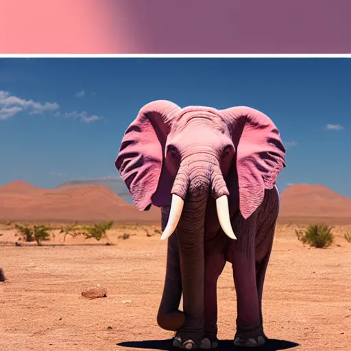 Realistic pink elephant in the desert, movie shot, | Stable Diffusion ...