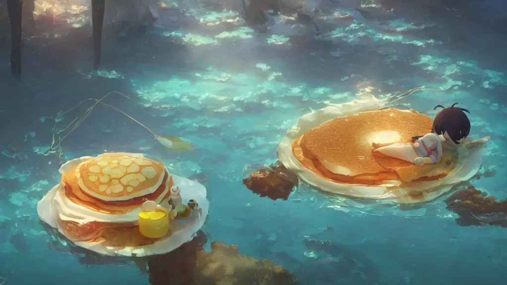 digital underwater art of a happy flat pancake fish | Stable Diffusion ...