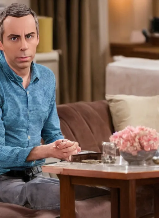 film still of Jeffrey Epstein as Sheldon Cooper in The | Stable Diffusion