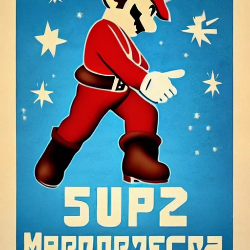 oviet propaganda poster of super mario looking at the | Stable ...