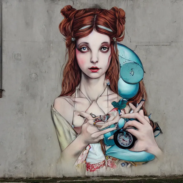 Street-art portrait of Alice in wonderland in style of | Stable Diffusion | OpenArt