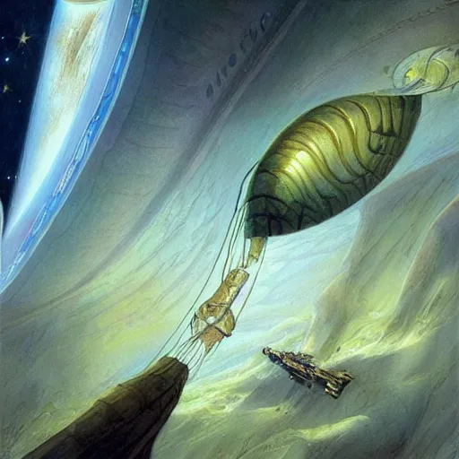 a giant beautiful chrysalis hanging inside a space | Stable Diffusion ...