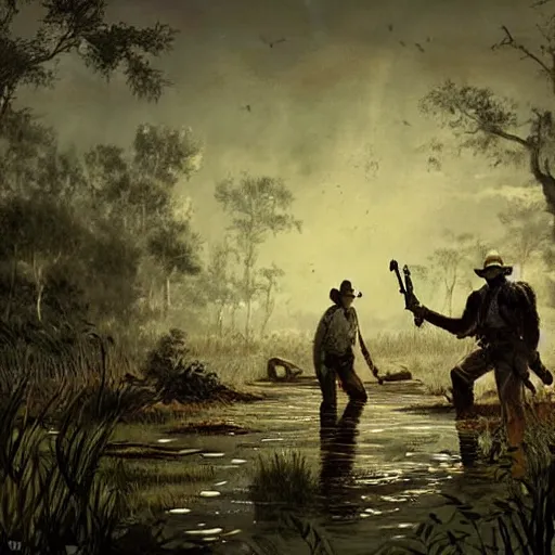 the predator hunting a cowboy in the Louisiana bayou | Stable Diffusion ...