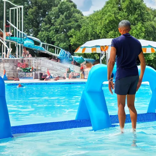 Obama in a swimsuit at the water park, 4K photography | Stable Diffusion