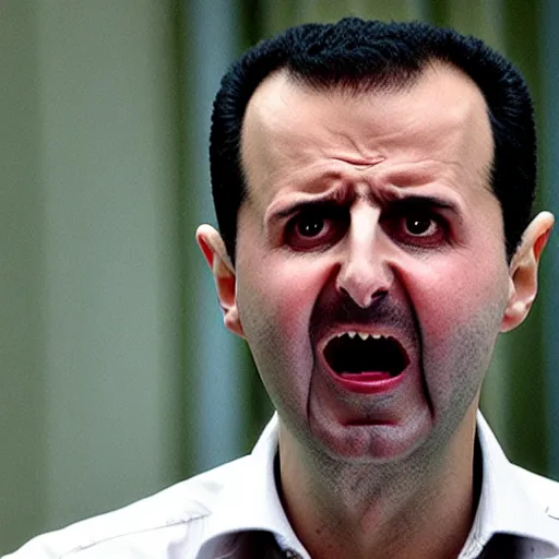 bashar al - assad screaming into the camera, hyper - | Stable Diffusion ...