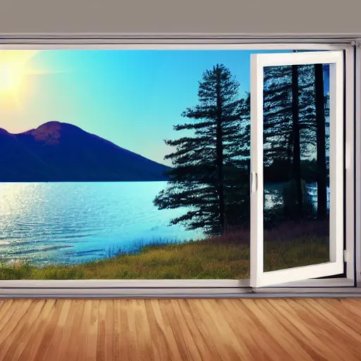 A cottage with a big picture window. light up. by a | Stable Diffusion ...