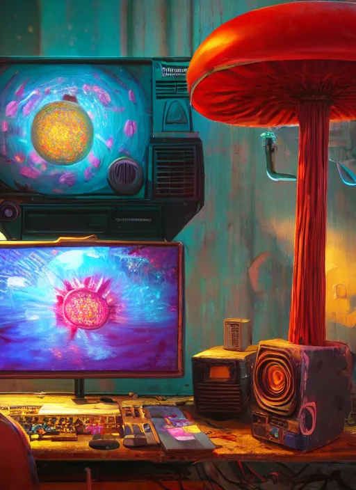 A realistic painting of a vintage computer, with a | Stable Diffusion ...