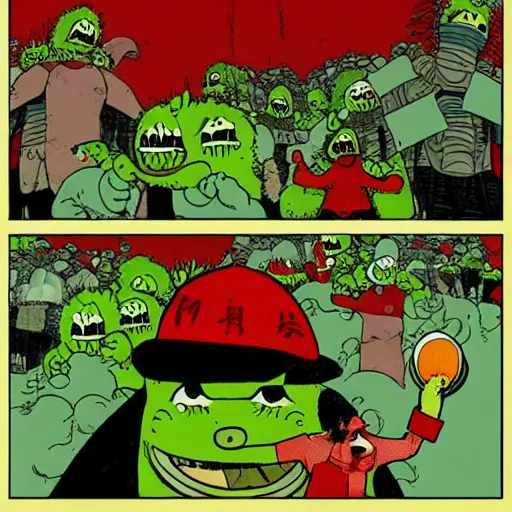 a salad monster attacking Tokyo, in the style of | Stable Diffusion