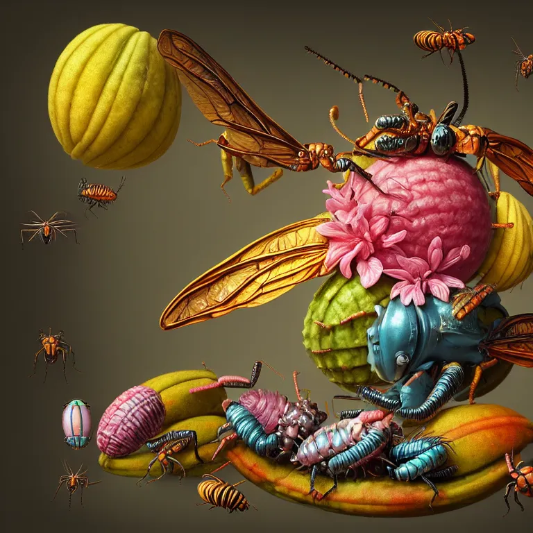 still life surreal alien insects, alien insect, | Stable Diffusion