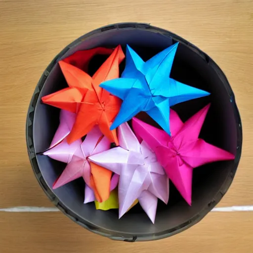 a container full of puffy colored origami stars, | Stable Diffusion ...