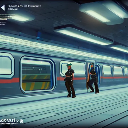 photorealistic pixelart futuristic subway with police | Stable ...