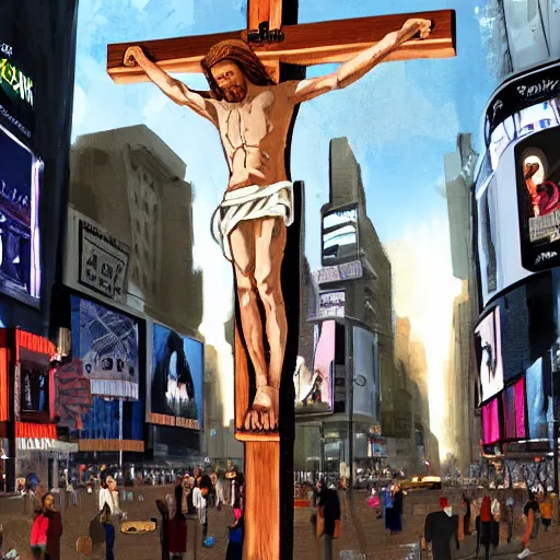 jesus crucifixion in the middle of times square highly | Stable ...