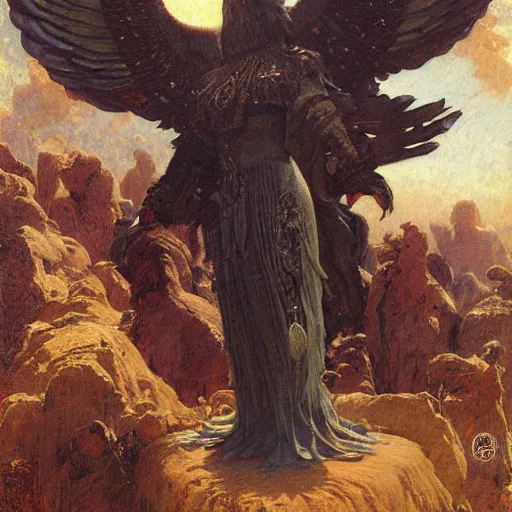 giant crow as devil, painting by gaston bussiere, | Stable Diffusion ...