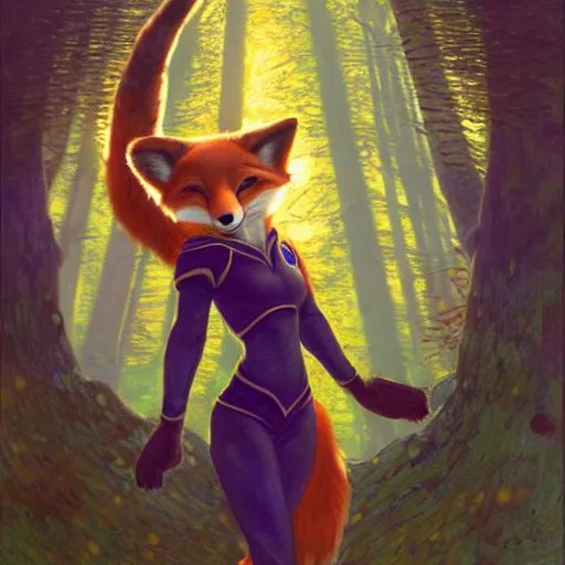 a female fox foxwoman in starfleet uniform at night in | Stable ...