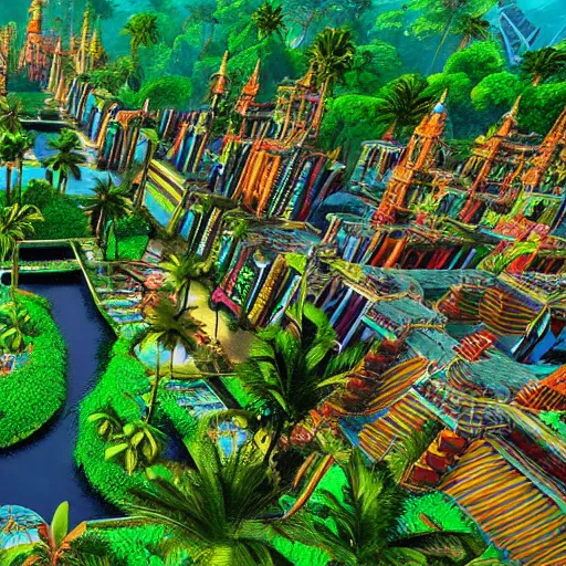 a lush golden aztec city sits in the the heart of the | Stable ...