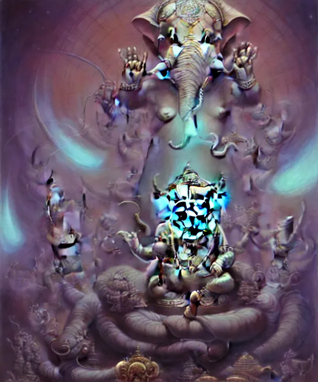 ganesha, futuristic holographic displays in the style | Stable ...