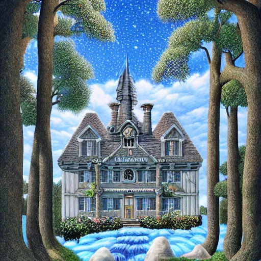 extremely detailed woodland mansion, by Rob Gonsalves | Stable ...
