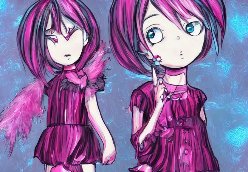 little android girl with eccentric pink haircut | Stable Diffusion ...