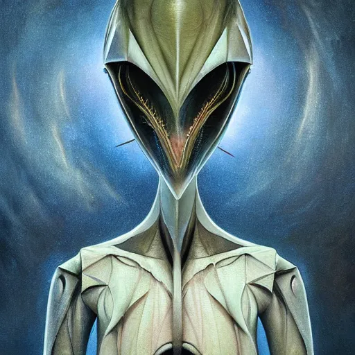 3 / 4 view of an origami alien, eye - level medium | Stable Diffusion ...