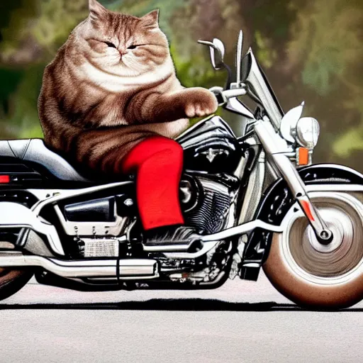 portrait of a fat cat riding a harley davidson | Stable Diffusion | OpenArt