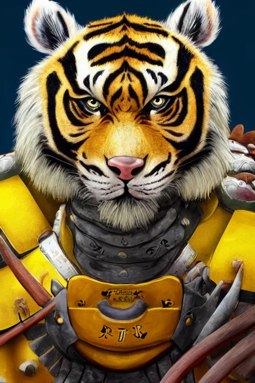 muscular tiger wearing chinese armor, fursona, anthro, | Stable ...