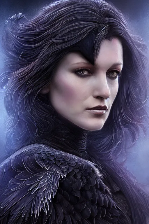 Majestic and regal portrait of a female Raven, DC | Stable Diffusion