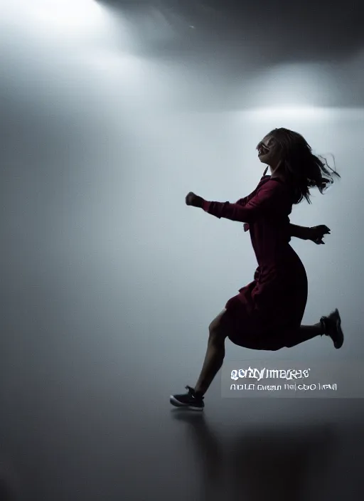 a stock photo of a female scientist running from a | Stable Diffusion ...