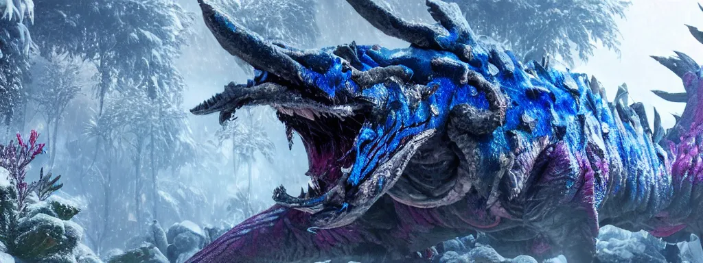 large sabretooth wyvern with shiny blue fish scales | Stable Diffusion ...