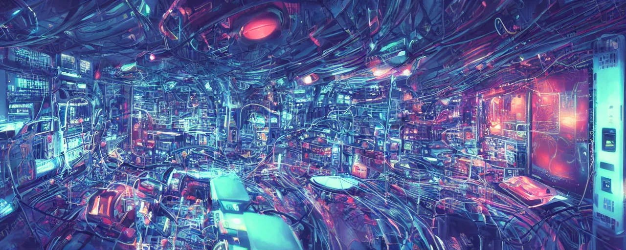 inside a massive computer, [ circuits, neon lights, | Stable Diffusion ...