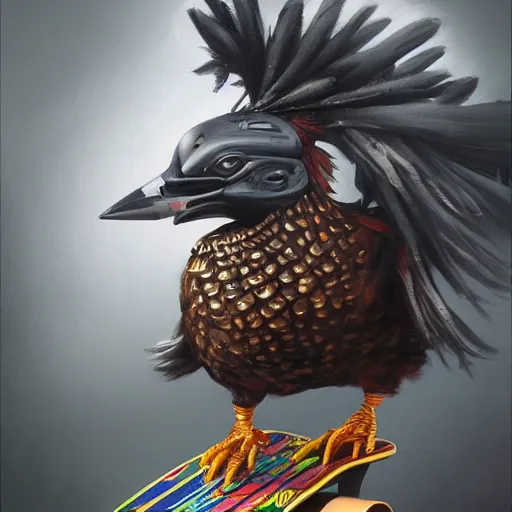 cyberpunk metal chicken riding a skateboard, trending | Stable ...