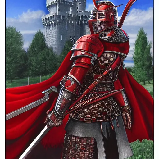 The Red Knight stands guard over the castle's gate, | Stable Diffusion ...