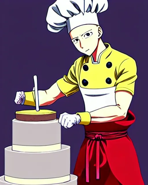 chef saitama one punch man, dressed as a pastry chef, | Stable ...