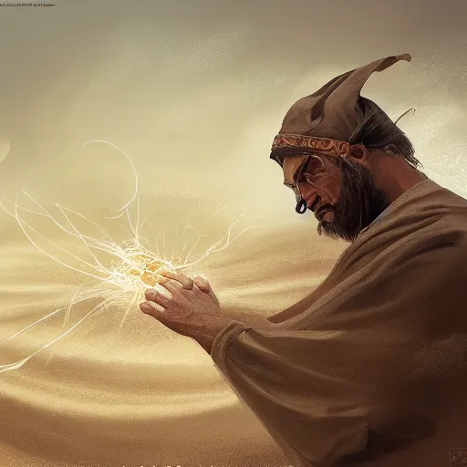 mage controling sand with his hands, intricate, | Stable Diffusion ...