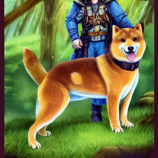 Shiba Inu ranger in the forest, fantasy painting, | Stable Diffusion ...