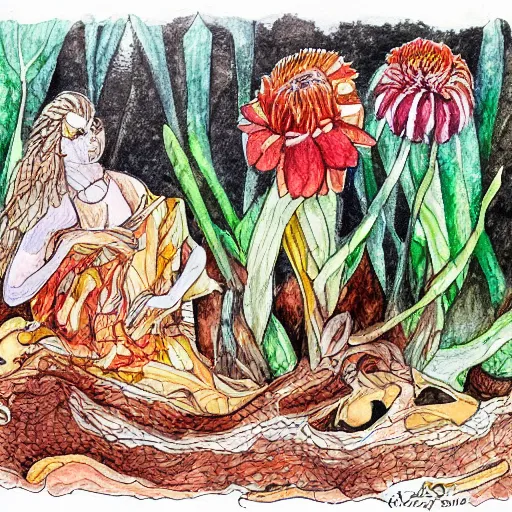 original sin, pen and ink, watercolor, by elfriede | Stable Diffusion ...